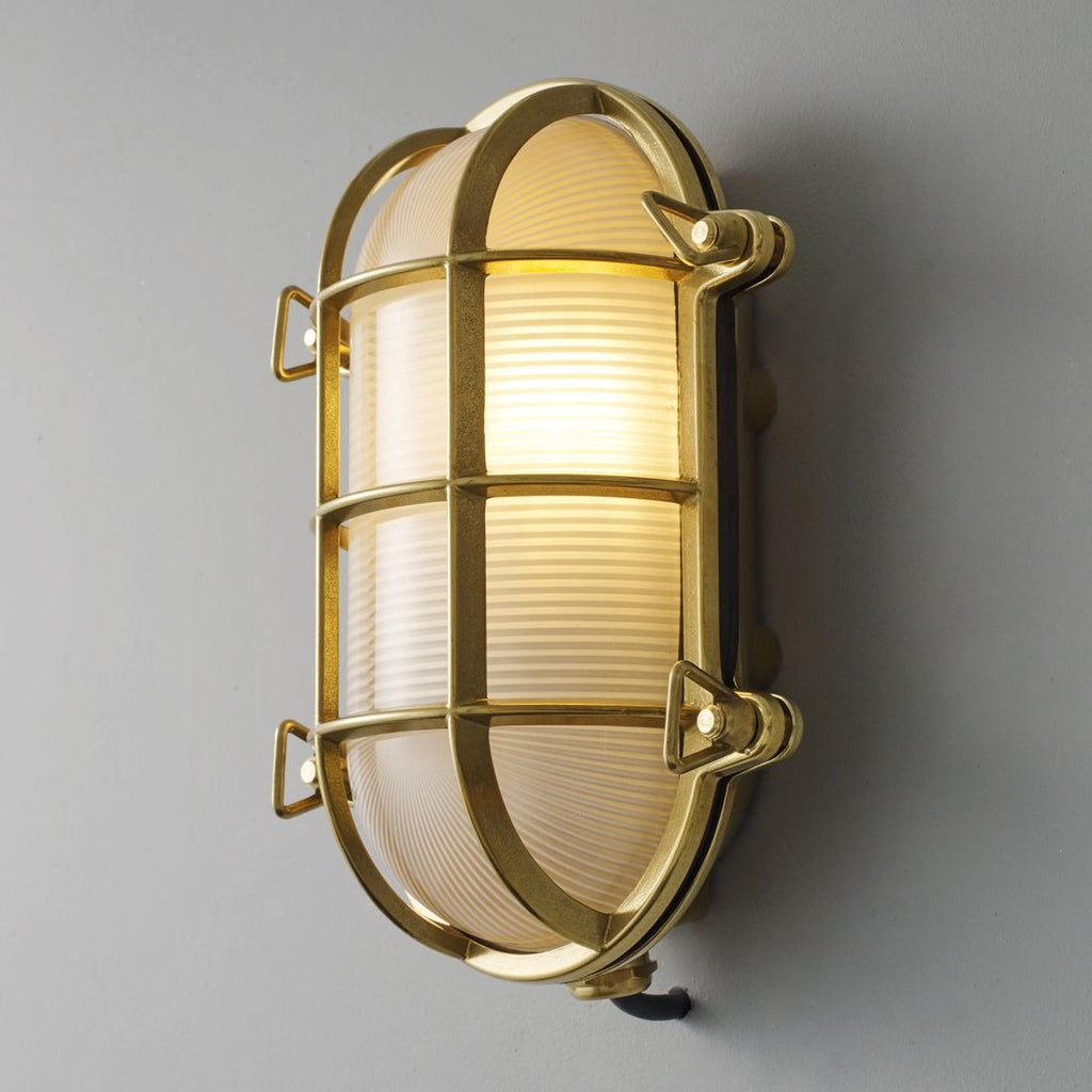 Oval Brass Bulkhead Outdoor Wall Light By Original BTC